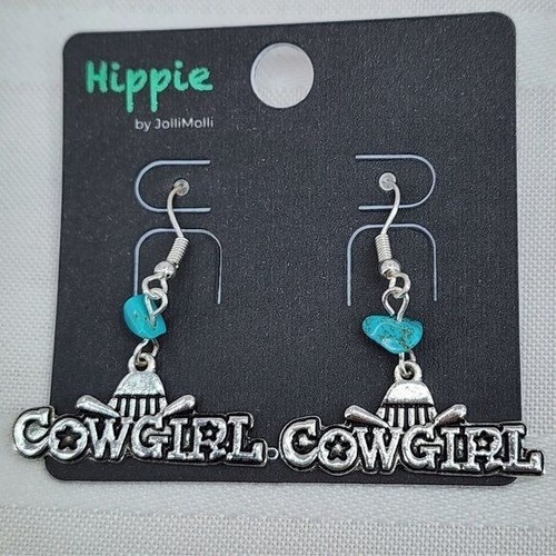 Silver Tone Cowgirl Western Statement Earrings Dangle Drop NWT | eBay