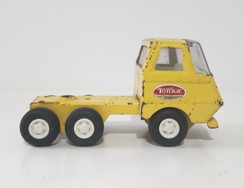Vintage Tonka Truck Pressed Steel Yellow Semi Tractor Trailer Truck Cab ...
