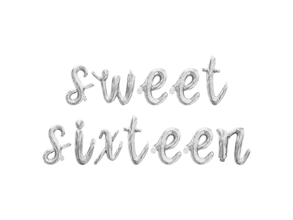 SWEET SIXTEEN Cursive Letter Balloon Banner - 16th Birthday Party ...