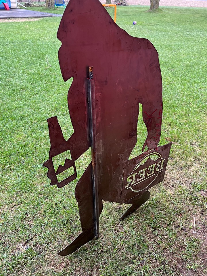 48-inch Steel Sasquatch with a Case of Beer, Metal Bigfoot, Includes ...