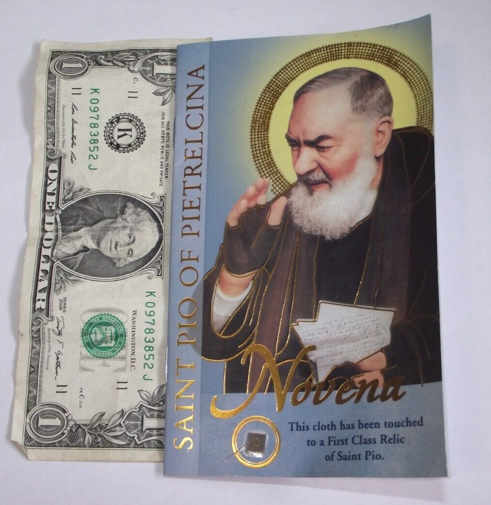 Stigmata Patron Saint Padre Pio of Pietrelcina relic prayer book Novena ...