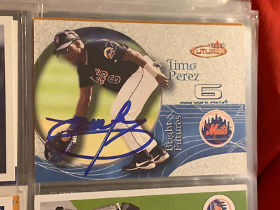 TIMO PEREZ AUTOGRAPHED SIGNED 2001 FLEER FUTURES CARD NEW YORK METS COA ...