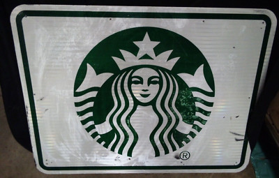 1i STARBUCKS COFFEE ADVERTISING HWY EXIT SIGN BARN MAN CAVE 48X36" | eBay