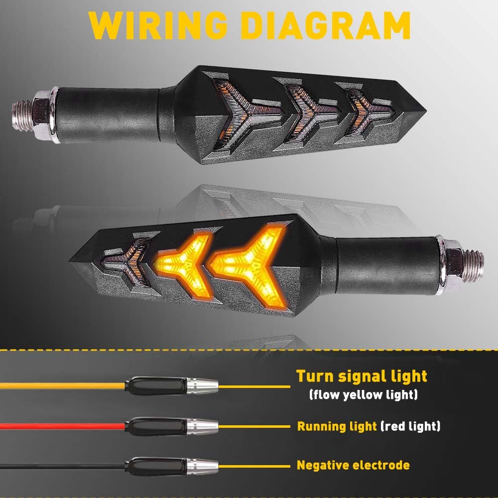 12V Motorcycle LED Running Turn Dynamic Signals Light Flowing Amber | eBay