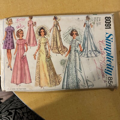 Vintage 60s SIMPLICITY Pattern 8091 WEDDING Bridesmaid Dress 3 Lengths ...