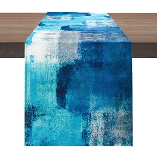 Turquoise Table Runner 13 x 72 Inches Long Teal Abstract Modern Art ...