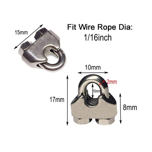 20Pcs M2 Wire Rope Clamp 304 Stainless Steel 1/16 inch Cable Clip... | eBay