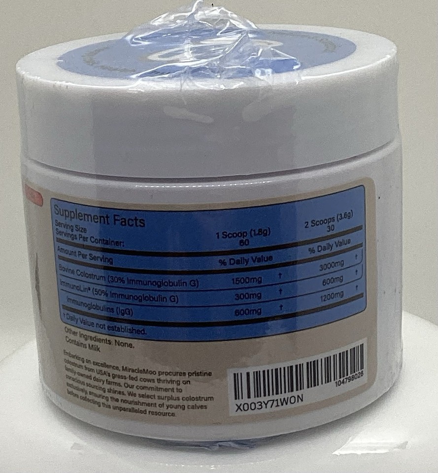 Miracle Moo Bovine Colostrum, Unflavored 60 Servings, 3.81 oz Powder | eBay