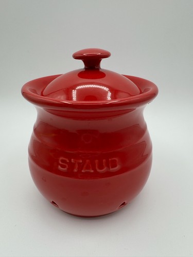Hard to Find RARE Staub Ceramic Garlic Keeper Pot With Lid Cherry Red ...