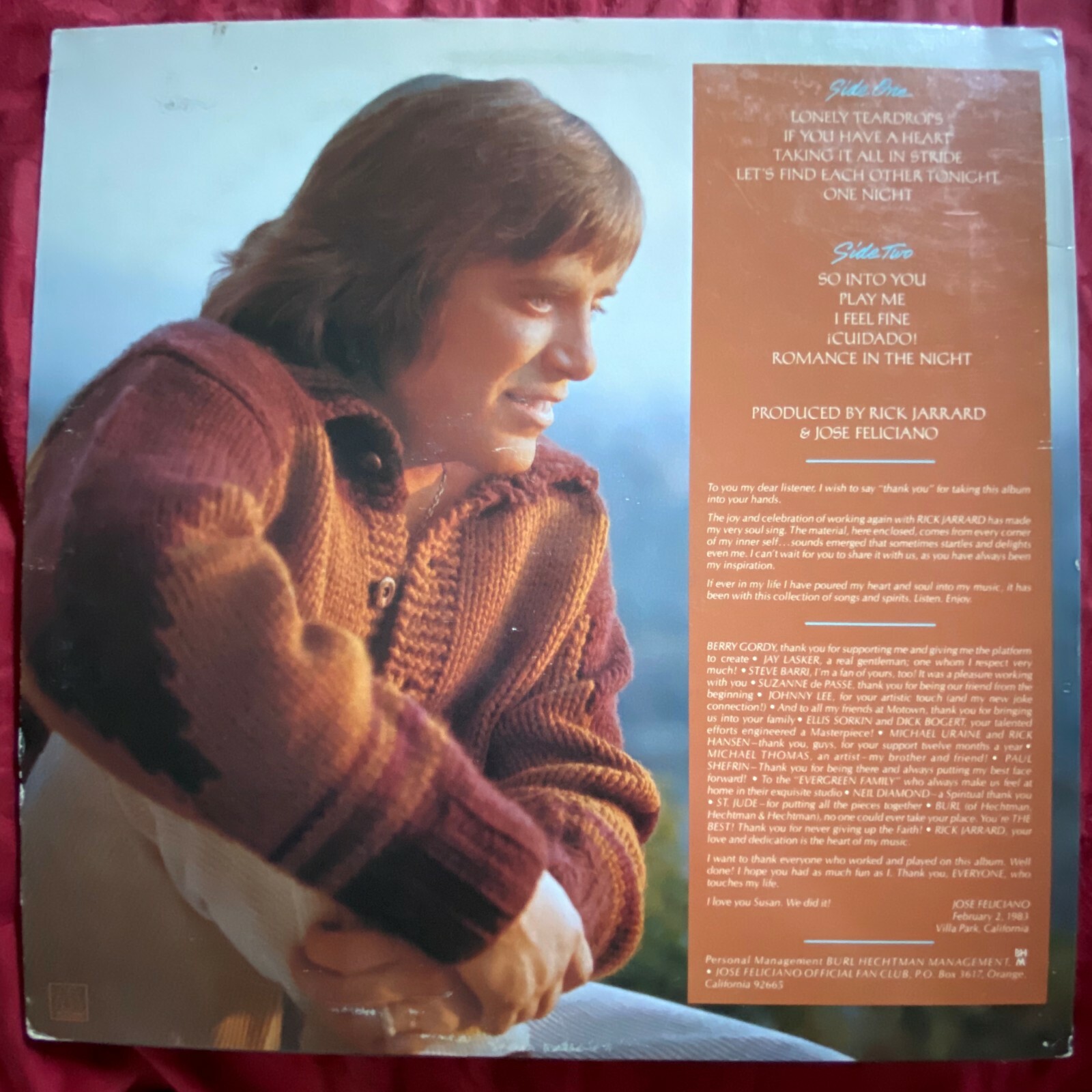 Jose Feliciano~Romance In The Night~1983 Motown WHITE LABEL PROMO LP ...