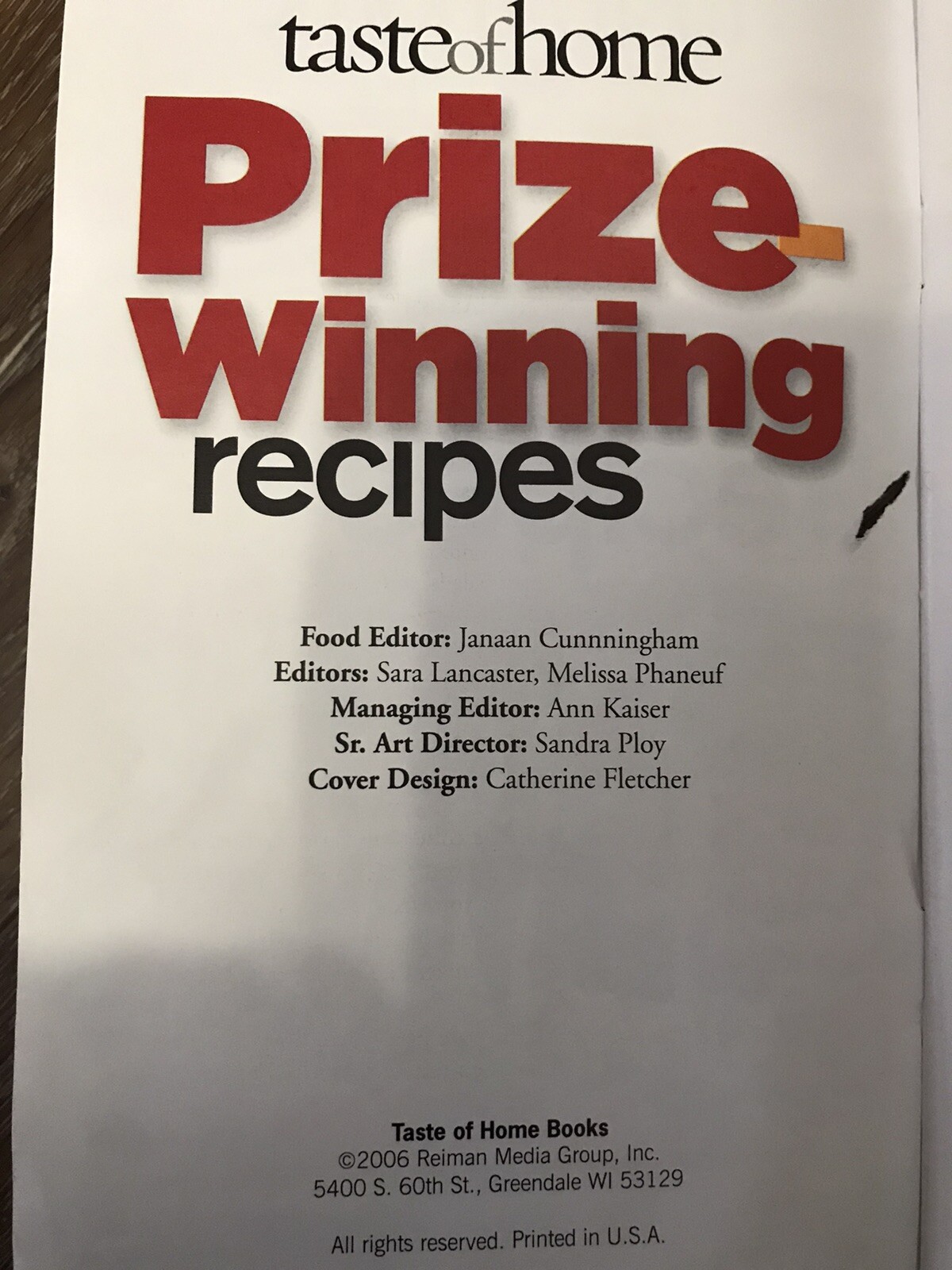 Vintage 2006 TASTE OF HOME PRIZE WINNING Magazine Cookbook Recipes Cook ...