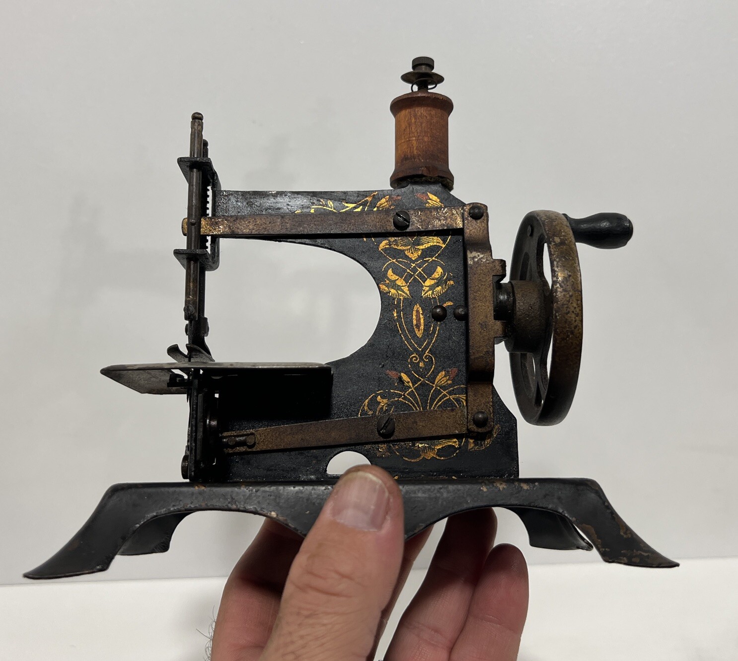 Antique 1930’s Germany Casige Miniature Toy Sewing Machine Black Gilded ...