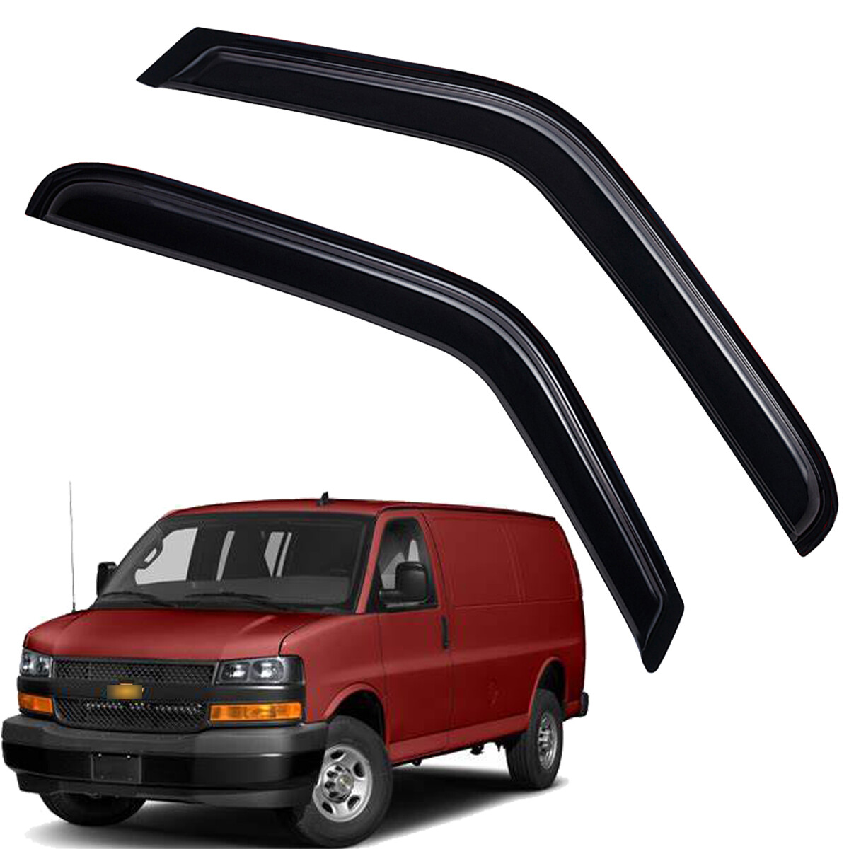 2PC Sun Rain Guard Window Visor Vent Shade for 1996-2025 Chevy Express ...