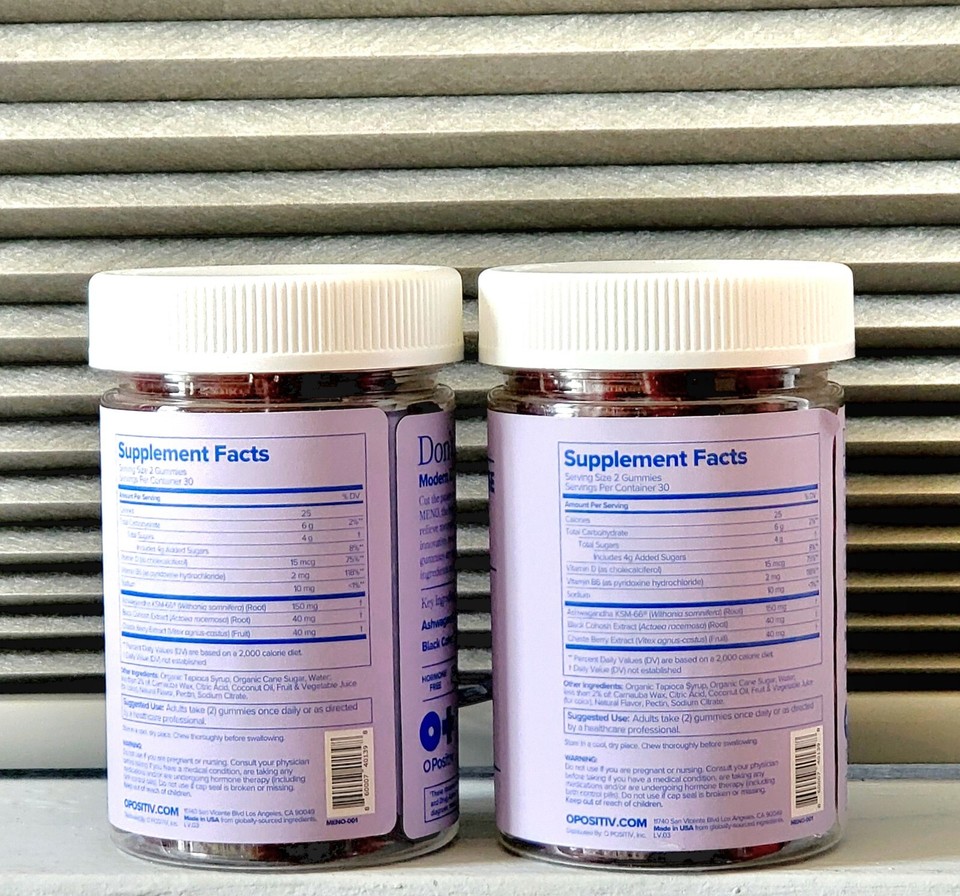 MENO Menopause Gummy Vitamins 120 Vegan Capsules NEW Cohosh Ashwagandha ...