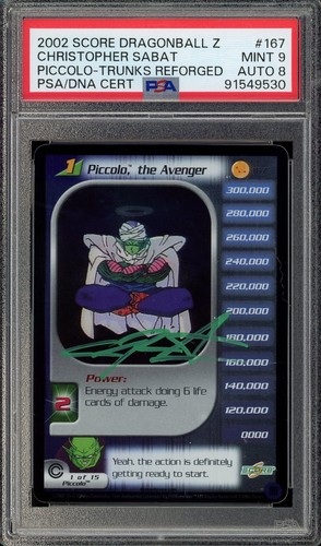 PSA 9 MINT 2002 Score DBZ Limited Edition Piccolo, Avenger Chris Sabat ...