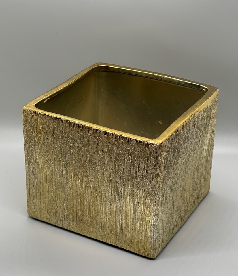 Square Vase, Gold Brushed Box 6.5 Inch Diameter, Decorative Indoor . | eBay