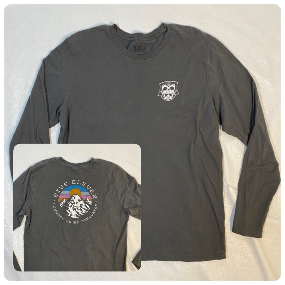 5.11 Tactical Mens L Gray T Shirt Conquer Or Be Conquered Skull ...