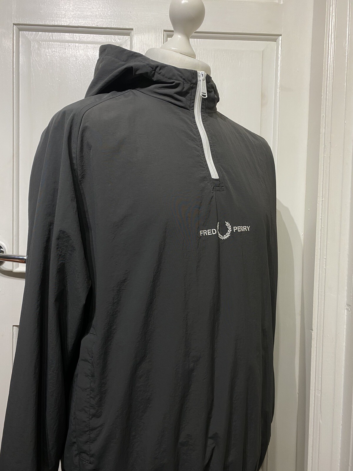 Fred Perry Overhead 1/4 Zip Hooded Jacket Windbreaker… - Gem