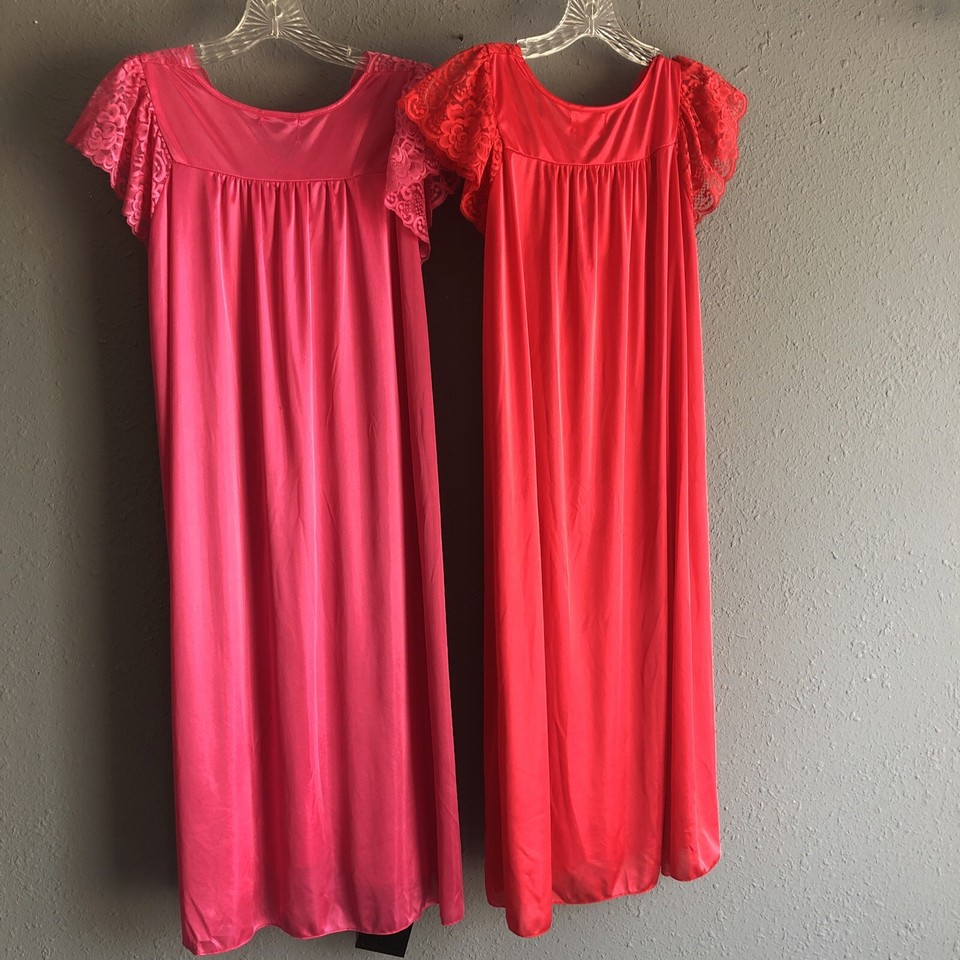 Two Lati Fashion MEDIUM Intimates Nightgown Pinks Polyester Lace ...