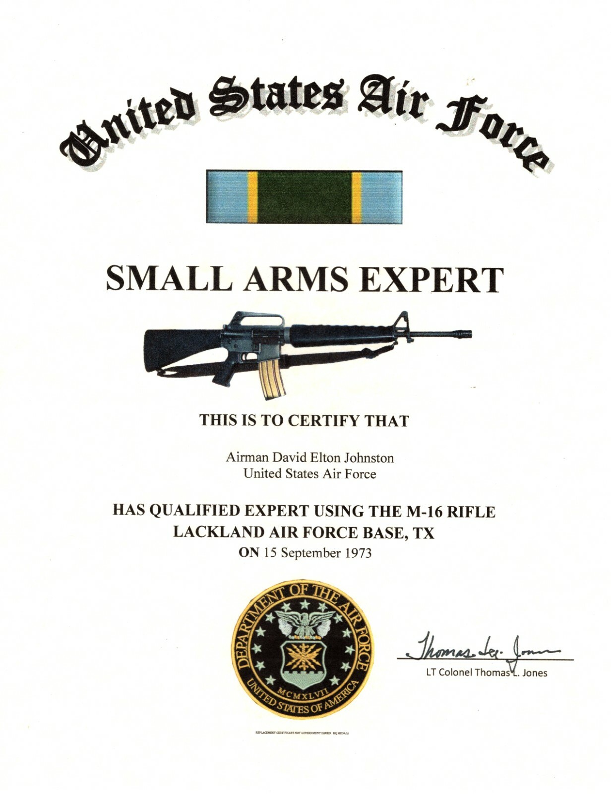 U.S. Army U.S. Air Force Expert Marksman or Sharp Rifle Replacement ...