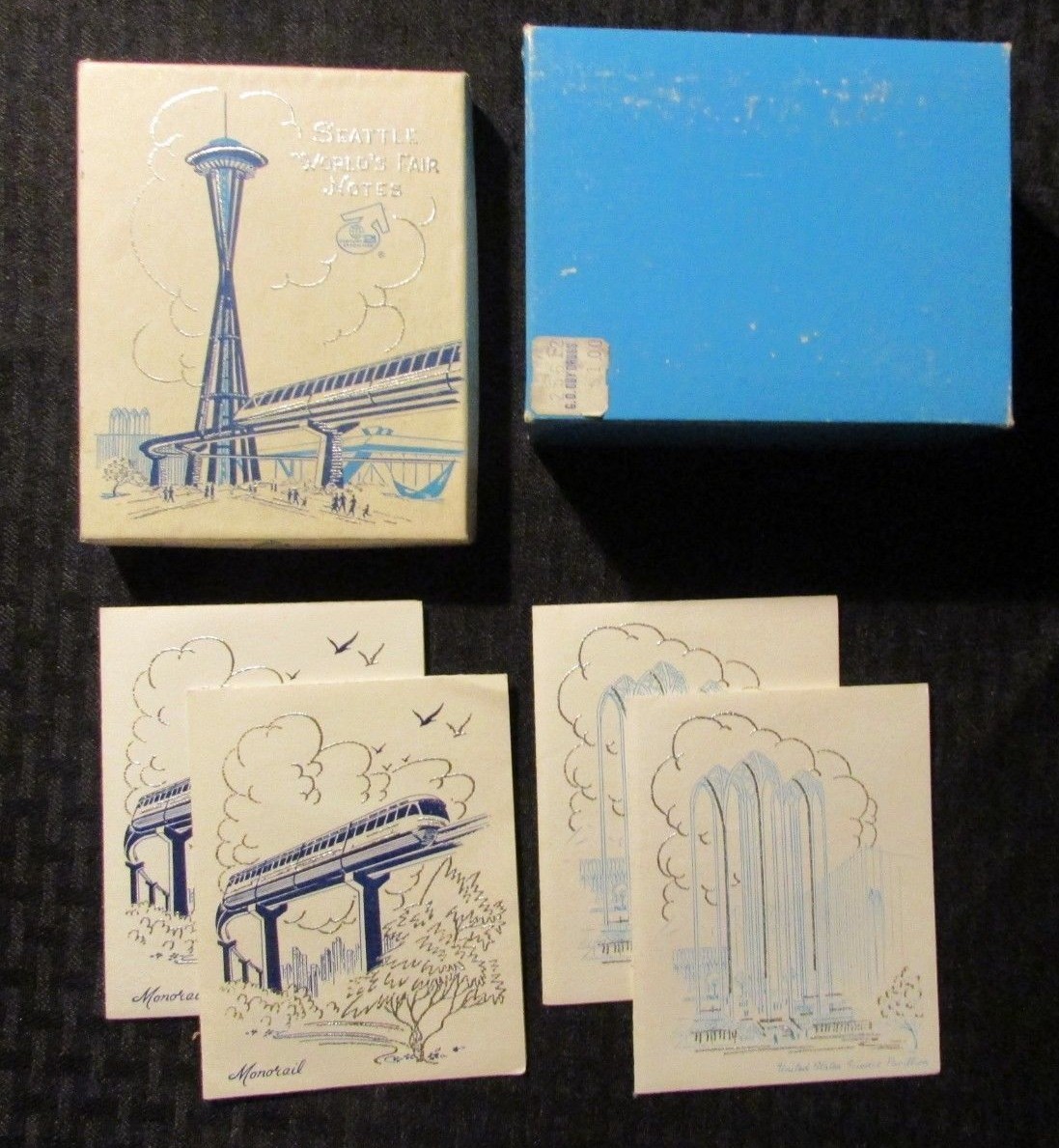 1962 SEATTLE WORLD'S FAIR NOTES w/ 4 Note Cards & Box FN+/FN No ...