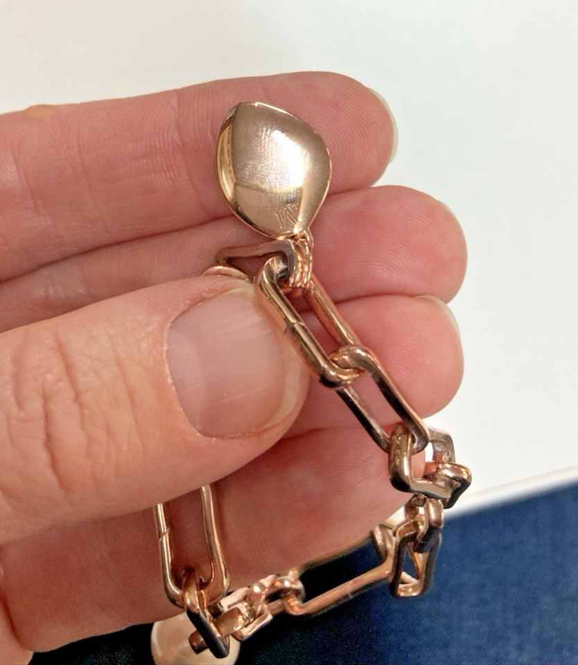 MONICA VINADER 18K ROSE GOLD VERMEIL BRACELET CHAIN PEARL PEBBLE ...
