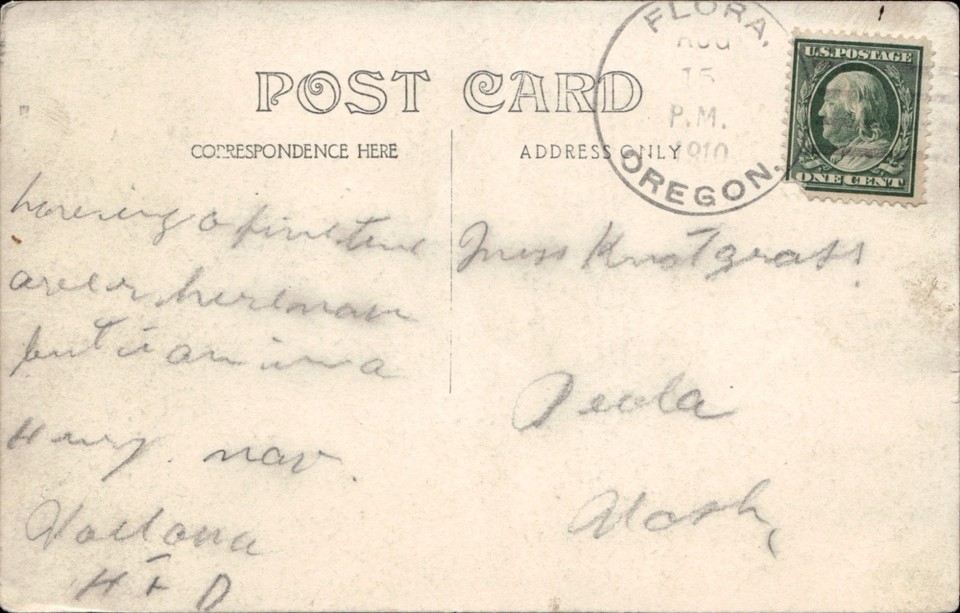 1910 RPPC Waterfall Scene Flora Oregon Real Photo Postcard PNW Nature ...