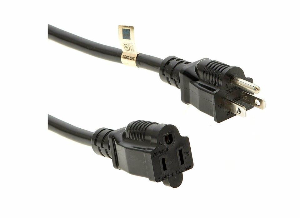 1 2 3 6 10 25 Ft Foot Premium Extension Power Cable 3 Prong Electrical ...