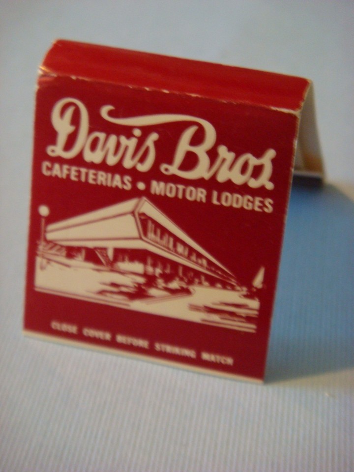 1970s Matches Matchbook ~ DAVIS BROS. Cafeterias & Motor Lodges ...