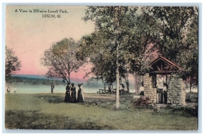 1911 View In 200 Acre Lowell Park Dixon Illinois IL Posted Antique ...
