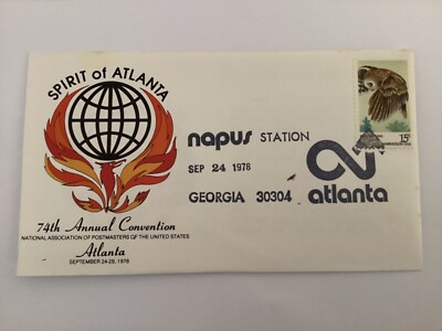 NAPUS US Postmaster Association 74th Annual 1978 Atlanta Stamp Envelope ...