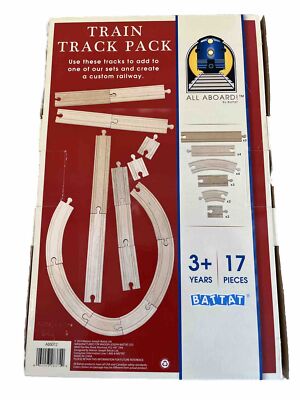 All Aboard Wooden Train Track Pack (17-Piece) by All Aboard By Battat ...