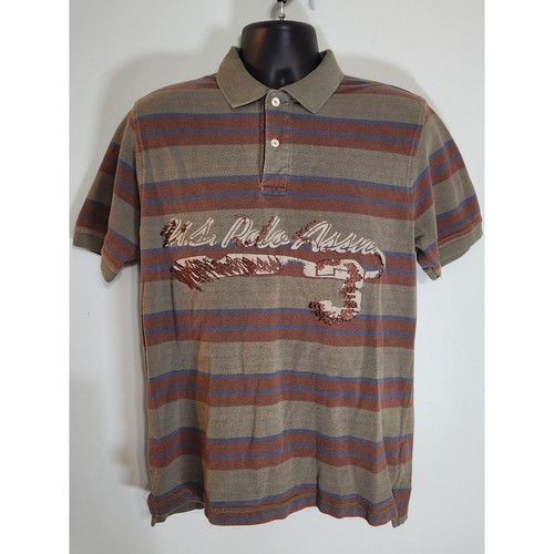 Vintage US Polo Assn Striped Polo Shirt Graphic Logo Short Sleeve ...