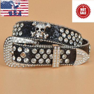 US Hot Rhinestone Western Belt Luxury Studded Belts for Men Strap ...