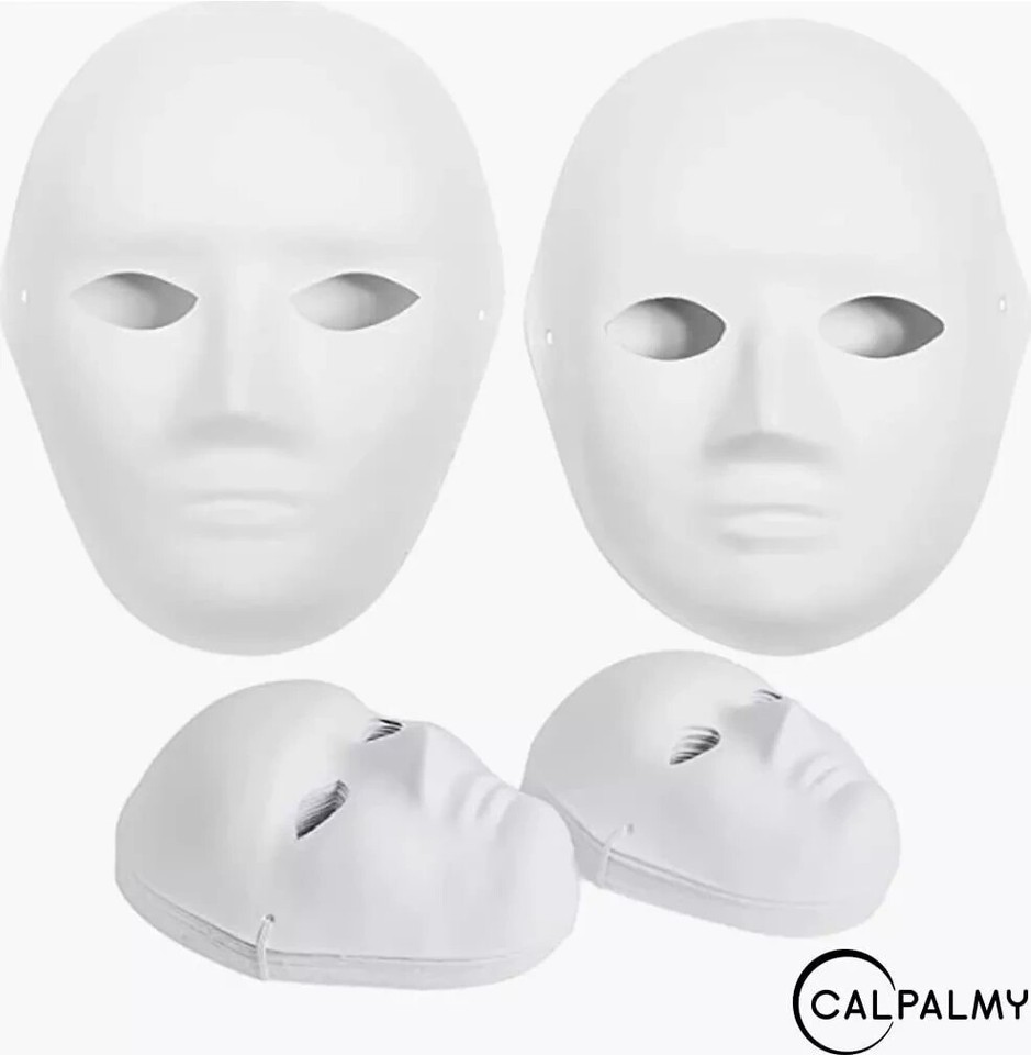 30 Pack White Plain Masks Paintable Art Masks for Masquerade Halloween ...