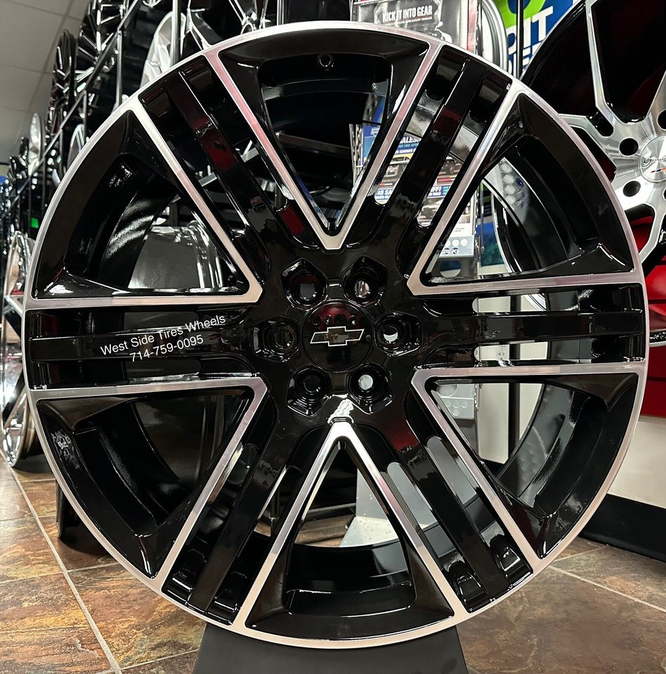 26” SILVERADO Tahoe Suburban BLACK MACHINE Escalade Yukon Sierra WHEELS ...