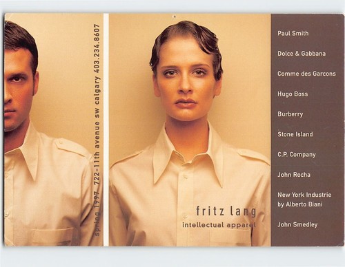 Postcard Fritz Lang, intellectual apparel, spring 1997, Calgary, Canada ...