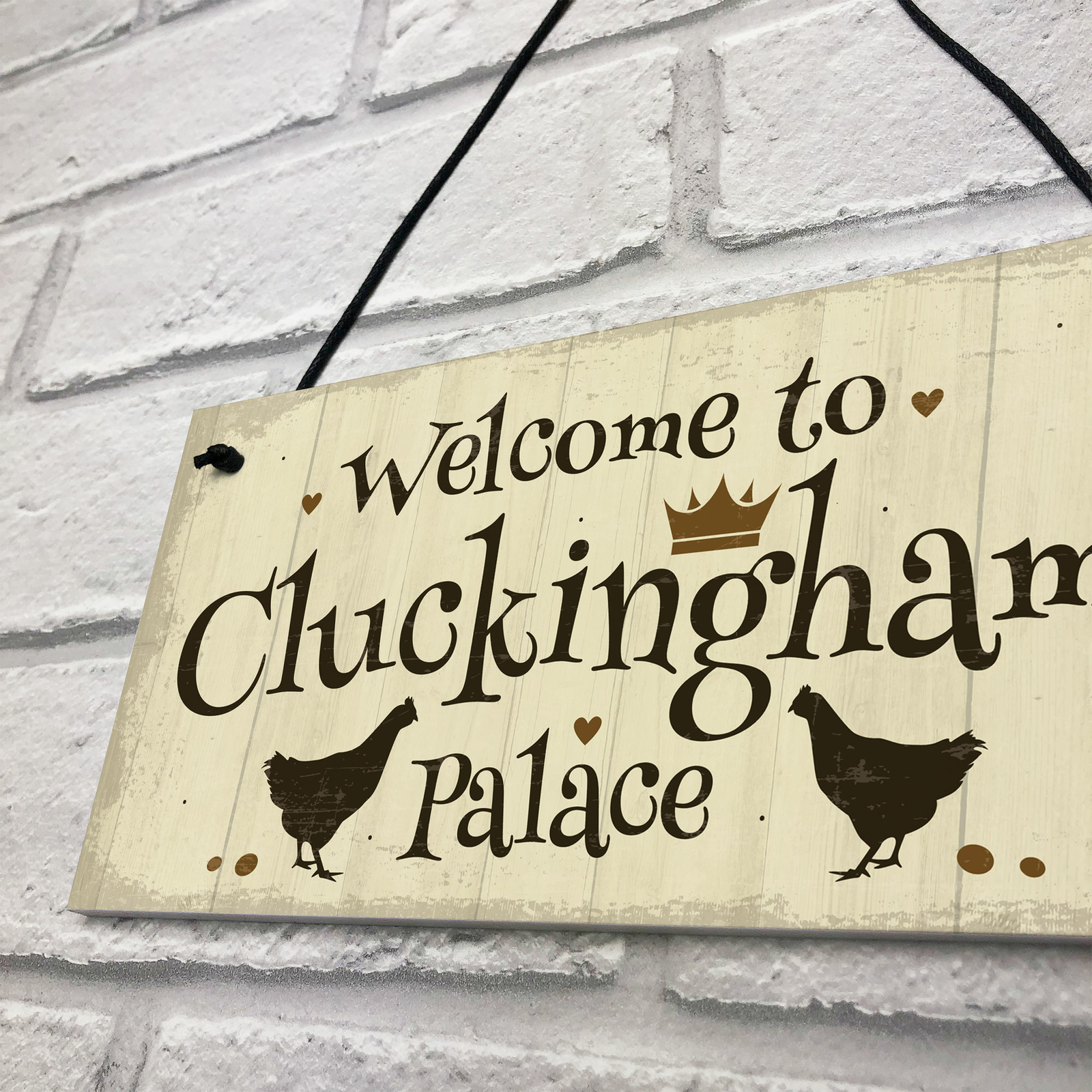 Welcome To Cluckingham Palace Novelty Garden Hanging Plaque Chicken Hen ...