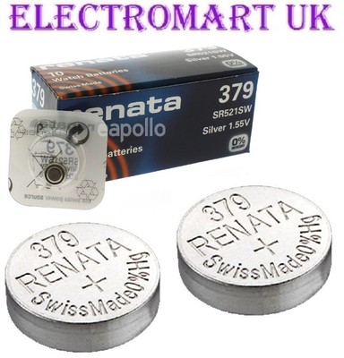 2 X RENATA 379 SR521SW SILVER OXIDE SWISS MADE WATCH BATTERIES 1.55V ...