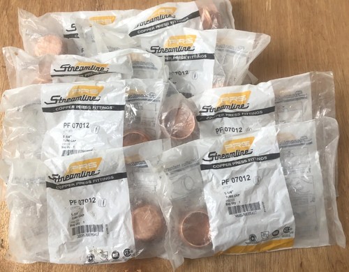 Lot of 8 Streamline 1-1/4” Copper Tube Cap Propress Style Plumbing Heat ...