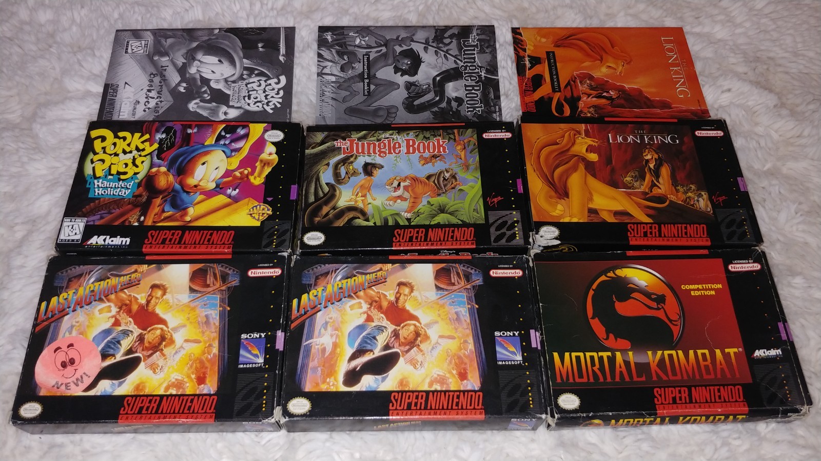 6 Super Nintendo SNES Box Lot Only - Porky Pig Last Action Hero x2 ...