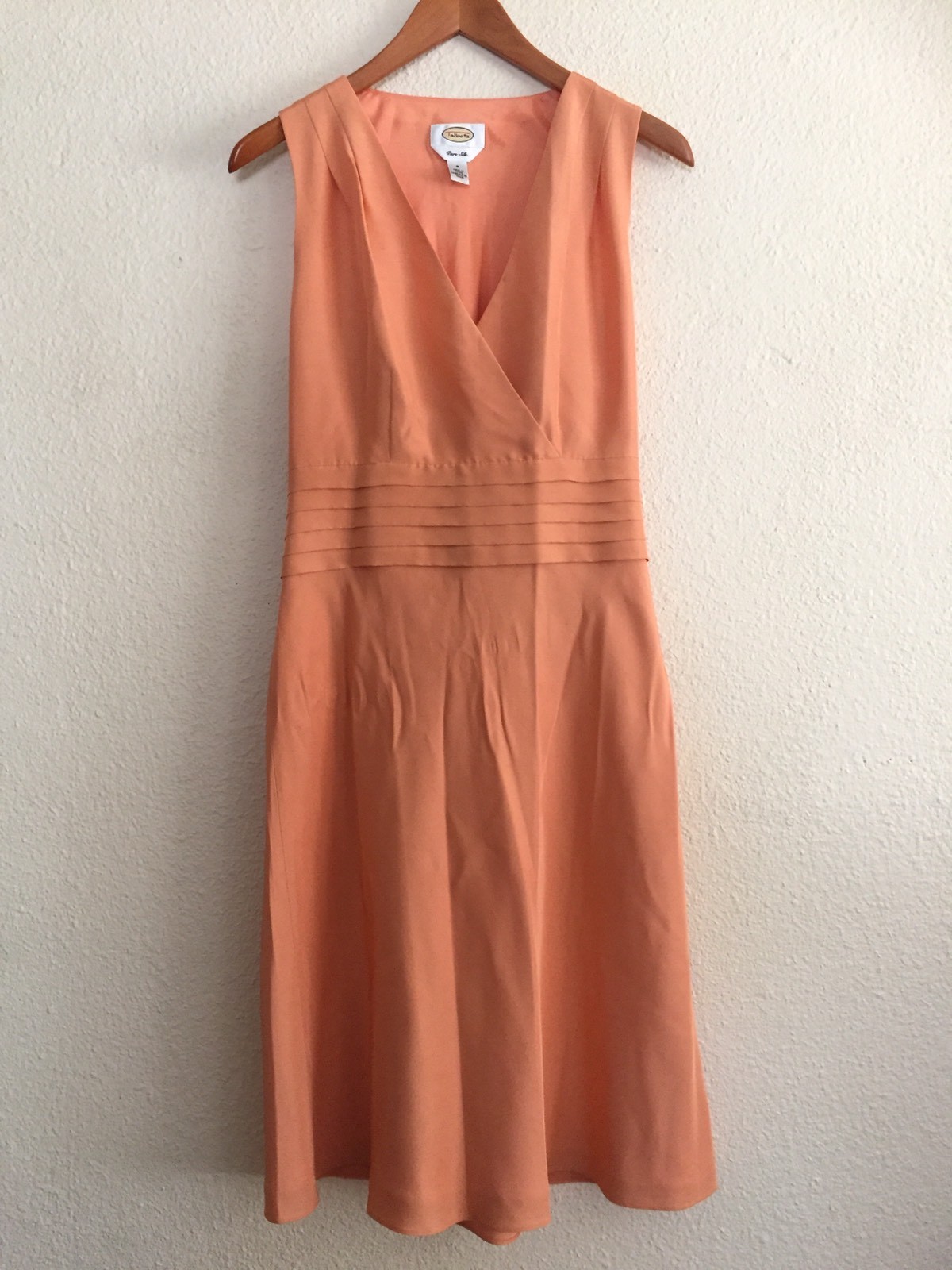 Talbots Pure Silk Dress Peach Apricot Bridesmaid Lovely Spring Summer 8 ...