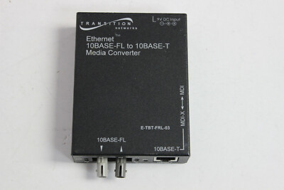 TRANSITION NETWORKS E-TBT-FRL-03 ETHERNET 10BASE-FL TO 10 BASE-T MEDIA ...