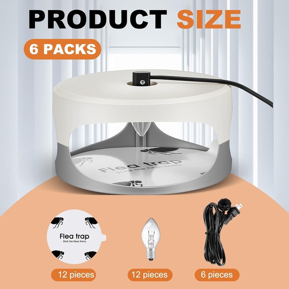 Indoor Flea Control: 6 Pack of Effective Electric Flea Traps - Safe for ...