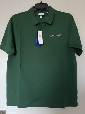 NWT LACOSTE RAINBOW LOGO MEN'S RELAXED FIT COTTON PIQUE POLO SHIRT ...