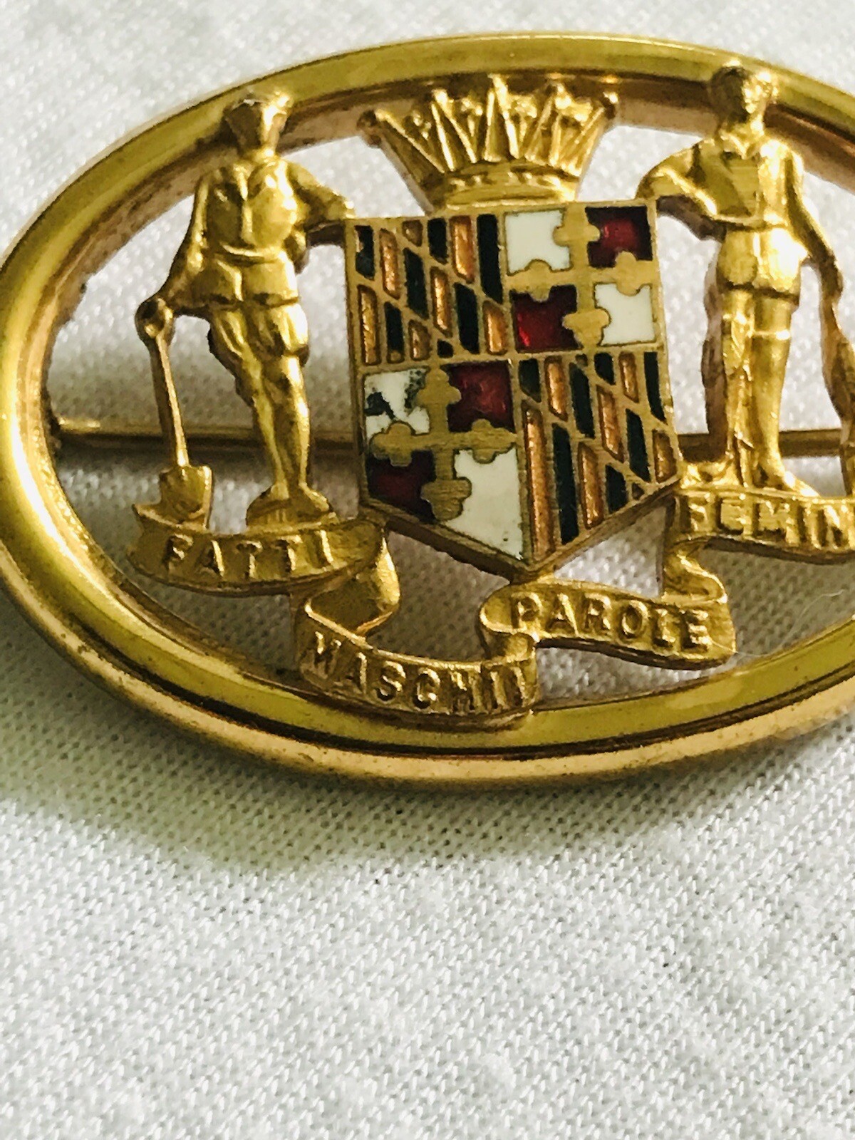 Vintage Maryland State brooch Pin Seal Motto Governme… - Gem