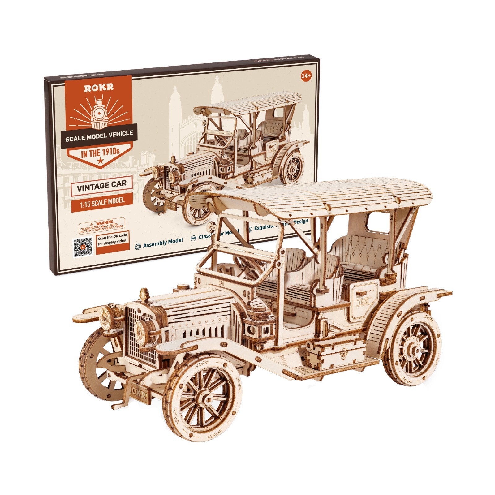 ROKR 3D Puzzle Wooden Model Kit to Build Vintage Car Model Kids Adults ...