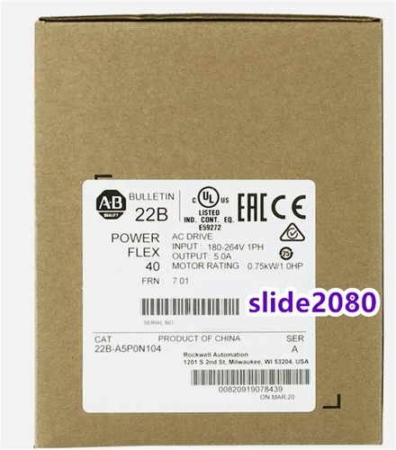 New Sealed AB 22B-A5P0N104 SER A PowerFlex 40 240V 1-Ph 5A 0.75kW AC ...