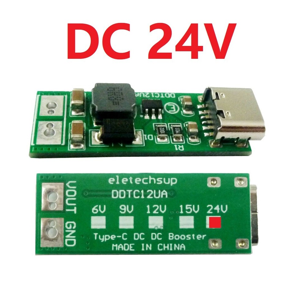 9W Type-C Female USB DC 5V to 6V 9V 12V 15V 24V DC DC Boost Step-up ...