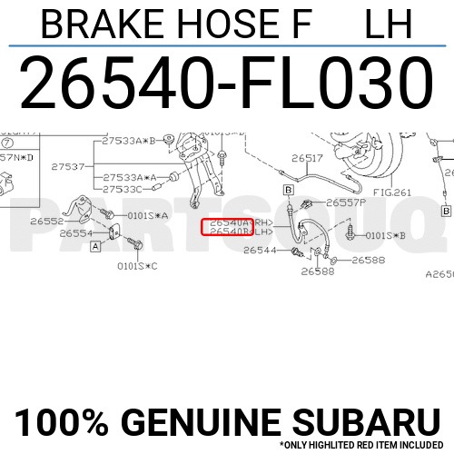 26540FL030 Genuine Subaru BRAKE HOSE F LH 26540-FL030 | eBay